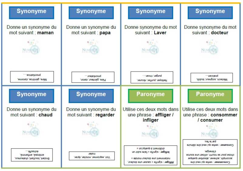 Jeu de l'oie des synonymes, paronymes et antonymes