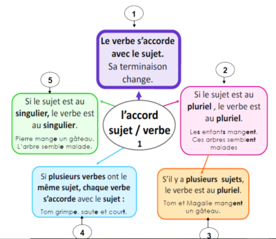 L'accord sujet verbe : leçon et exercices CE2