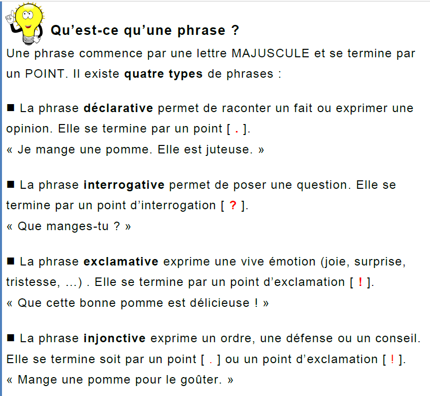 Types de phrases : phrase injonctive
