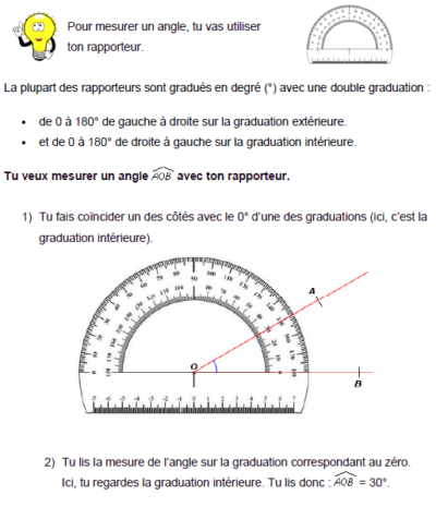 Mesurer des angles: leçon et exercices 6ème