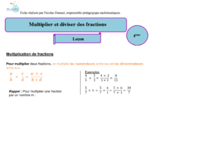 Multiplier et diviser les fractions : 4ème Leçon et exercices