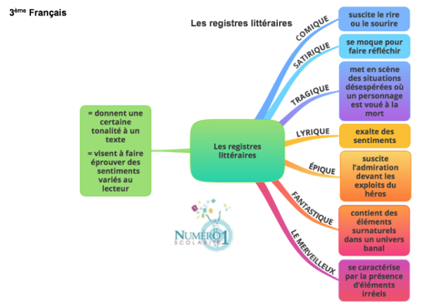 Les registres littéraires; leçon et exercices 3ème