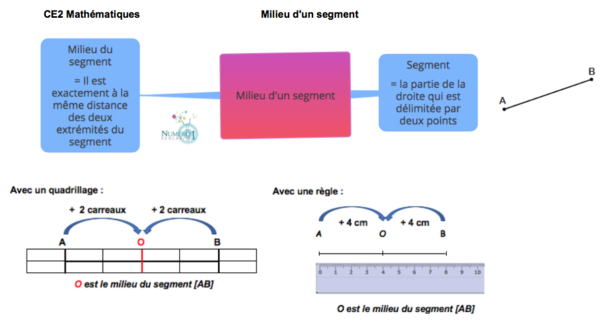 Milieu d'un segment ; leçon et exercices CE2