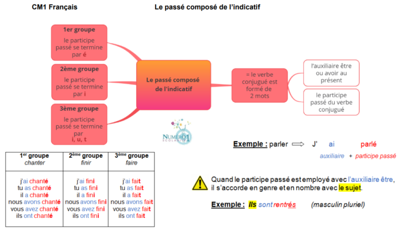 Le passé composé de l’indicatif : leçon et exercices CM1